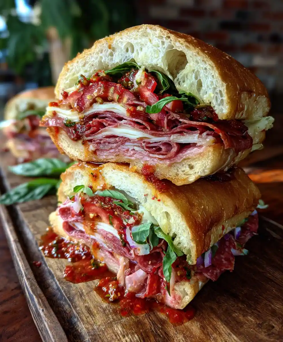 italian sub sandwich recipe with Vibrant Sun-Dried Tomato Vinaigrette