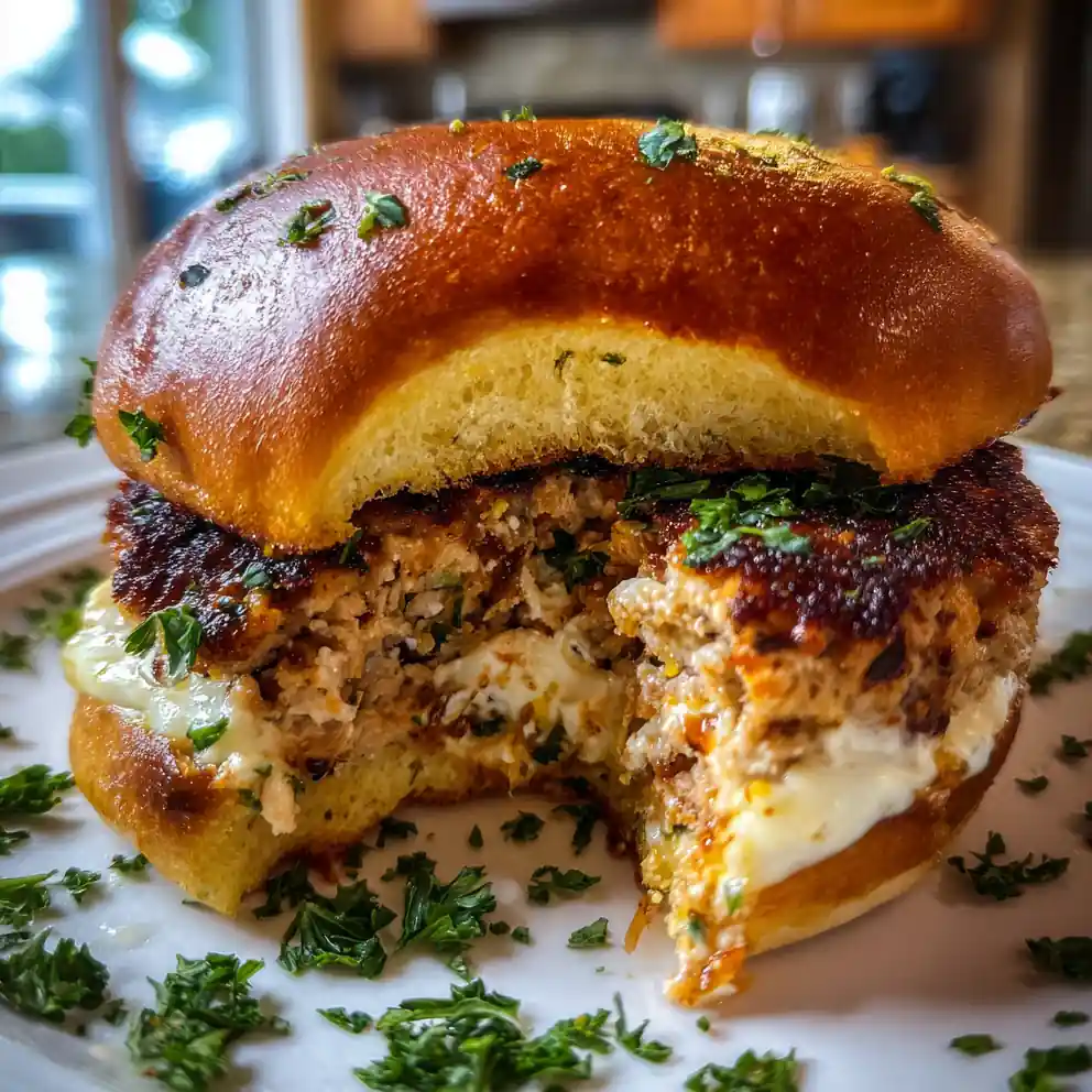 juicy turkey burger recipe with a Spicy Feta and Sun-Dried Tomato Melt