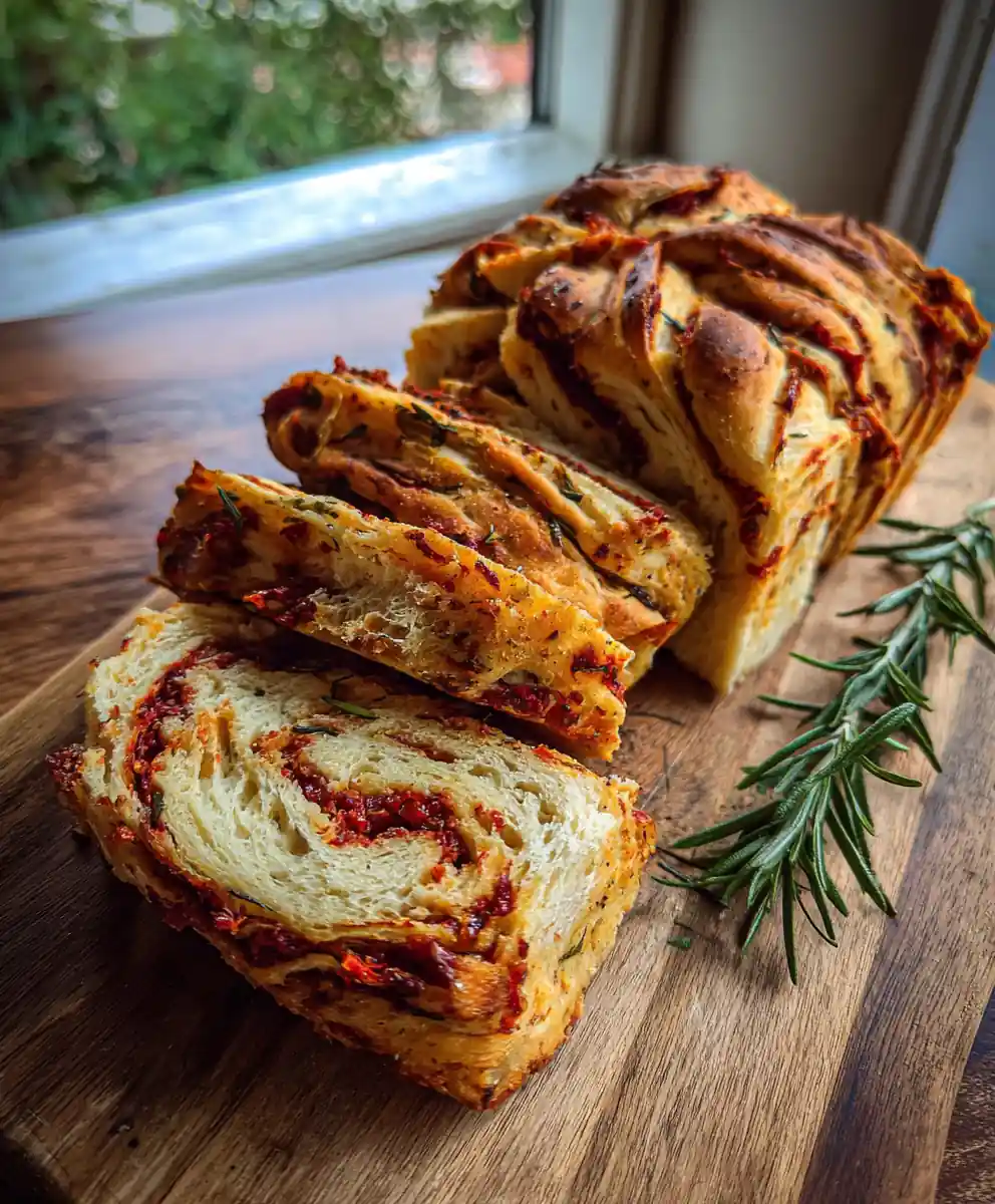 simple bread recipe with yeast with Sun-Dried Tomato & Rosemary Swirl