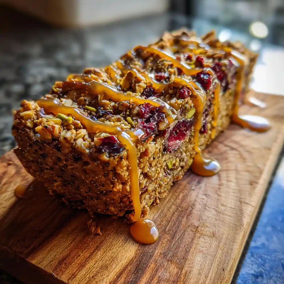 Cranberry Pistachio Chia Bars with Orange Honey Glaze