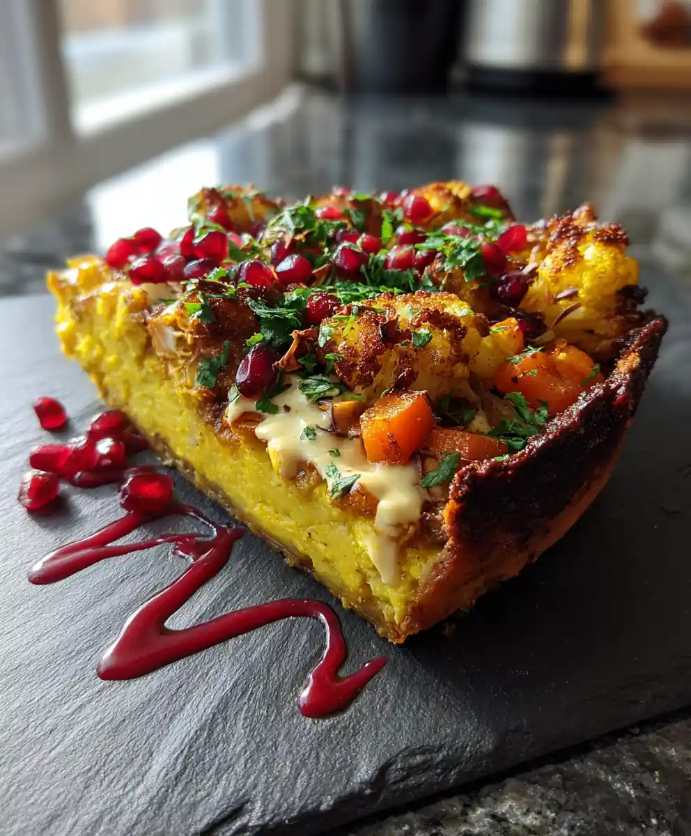 Golden Turmeric Winter Vegetable Bake with Red Pepper Swirl